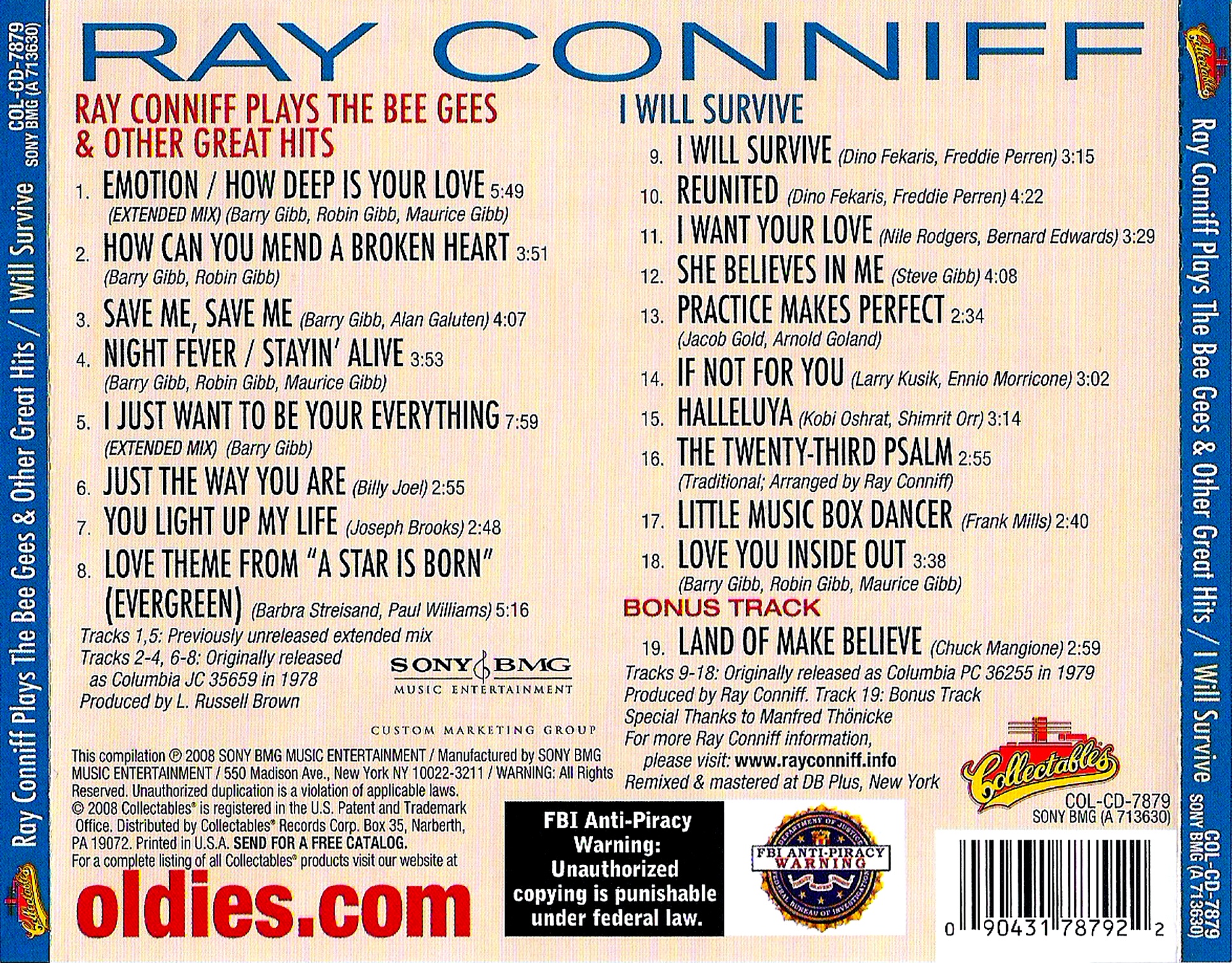 Ray Conniff ‎– Ray Conniff Plays The Bee Gees & Other Great Hits / I ...